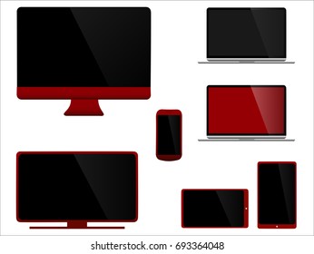 Set Modern Realistic Red White Monitors Stock Vector (Royalty Free ...