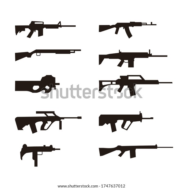 Set Modern Riffle Weapon Silhouette Vector Stock Vector (Royalty Free ...