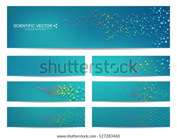 Set Modern Scientific Banners Molecule Structure Stock Vector (Royalty ...