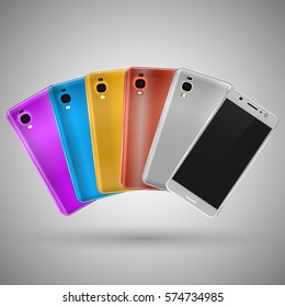 Set Modern Touchscreen Phone Multicolored Shadow Stock Vector (Royalty ...