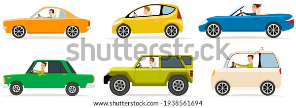 Set Modes Transport Shapes Cartoon Characters Stock Vector (Royalty ...