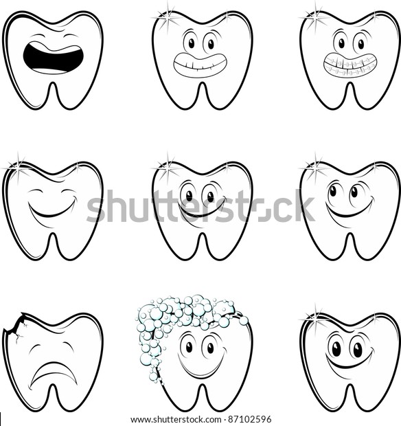 Set Molar Cartoon Characters Isolated On Stock Vector (Royalty Free ...
