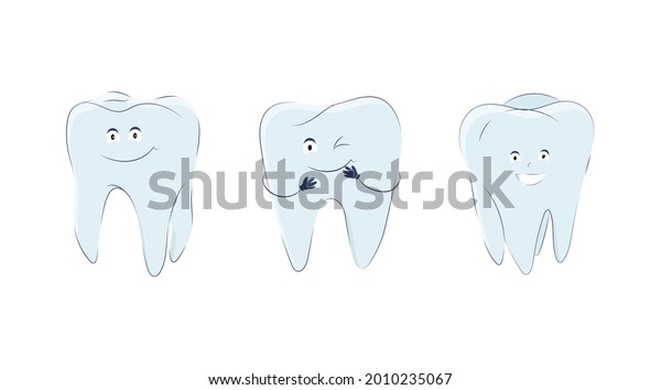 Set Molars Cute Cartoon Style Vector Stock Vector (Royalty Free ...