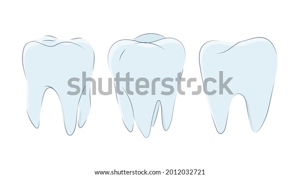 Set Molars Cute Cartoon Style Vector Stock Vector (Royalty Free ...