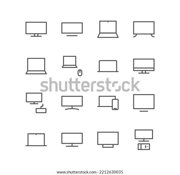 Set Monitor Computer Icons Device Screen Stock Vector (Royalty Free) 2212630035 | Shutterstock