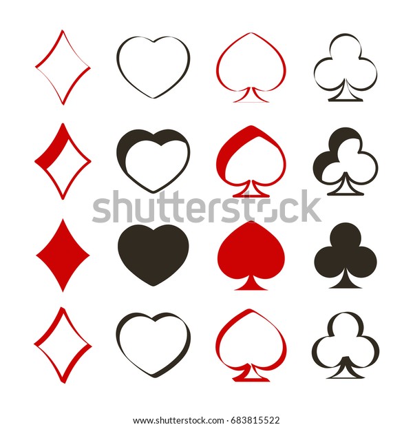 Set Monochrome Icons Playing Cards Symbols Stock Vector (Royalty Free ...
