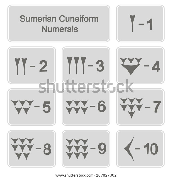 Set Monochrome Icons Sumerian Cuneiform Numerals Arkivvektor ...