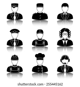 Set Monochrome People Faces Different Professions Stock Vector (Royalty ...