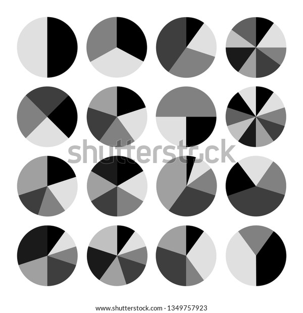 Set Monochrome Pie Charts Circular Diagrams 库存矢量图（免版税）1349757923 ...