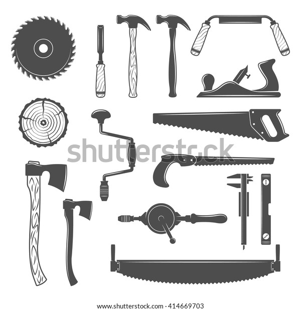 Conjunto de carpintería monocromática vectorial, carpintería: vector de ...
