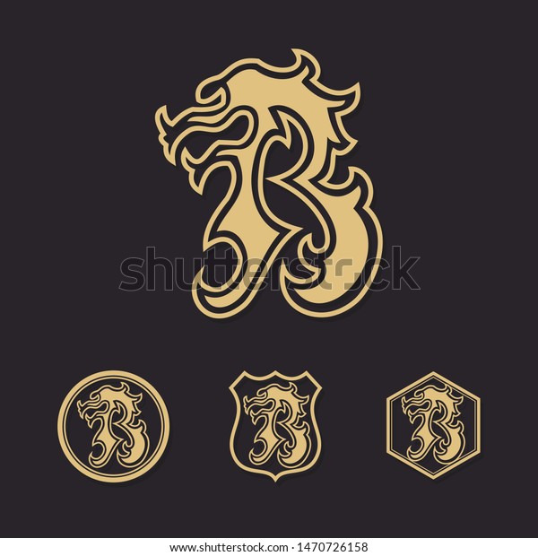Set Monogram Dragon Font Letter B: vector de stock (libre de regalías ...