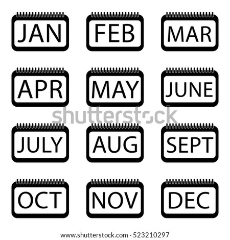 Set Month Icons Vector Icon January Stock Vector (Royalty Free ...