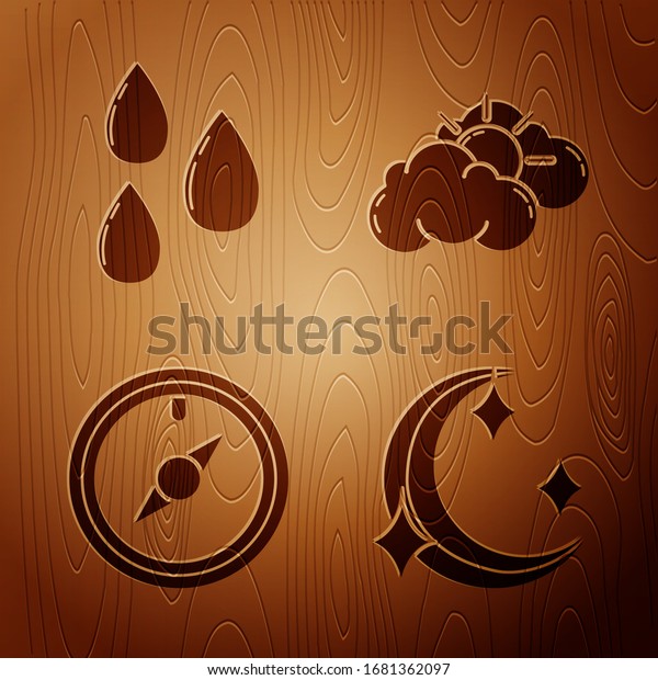 Set Moon Stars Water Drop Wind Stock Vector (Royalty Free) 1681362097 ...