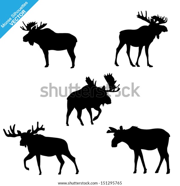 Set Moose Silhouettes Vector Images Stock Vector (Royalty Free) 151295765