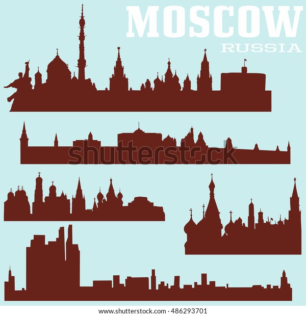 Set Moscow Skylines Russia Vector Illustrations Stock Vector (Royalty ...