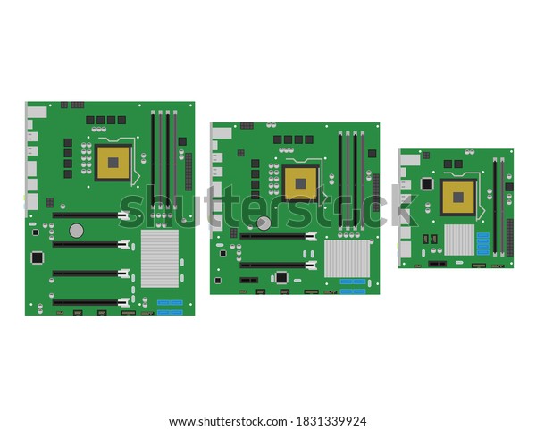 Set Motherboard Atx Microatx Miniitx Vector Stock Vector (Royalty Free ...