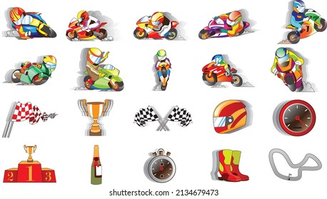 Set Motor Race Icons Vector Stock Vector (Royalty Free) 2134679473 ...