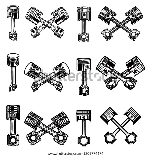 Set Motorcycle Car Pistons Design Element Stock Vector (Royalty Free ...