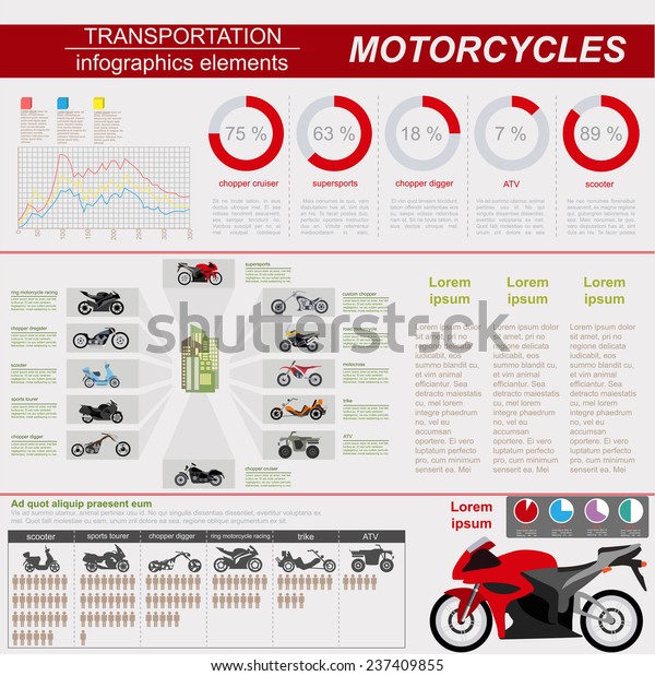 Set Motorcycles Elements Transportation Infographics Vector Stock ...