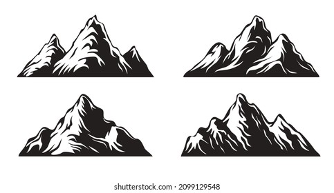 Set Mountain Outline Images Vector Illustration Stock Vector (Royalty ...