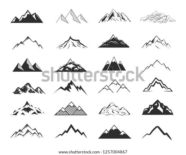 Set Mountais Shapes Isolated On White Stock Vector (Royalty Free ...