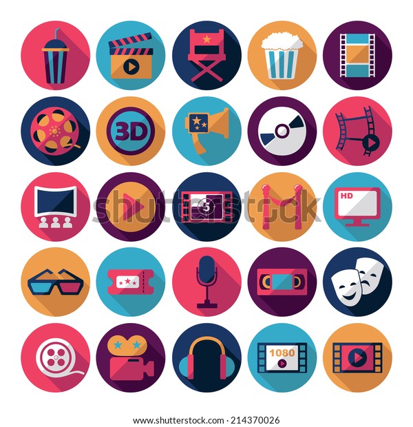Set Movie Design Elements Cinema Icons Stock Vector (Royalty Free ...