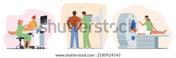 Set Mri Scanning Fluorography Diagnostic Procedure: เวกเตอร์สต็อก (ปลอด ...