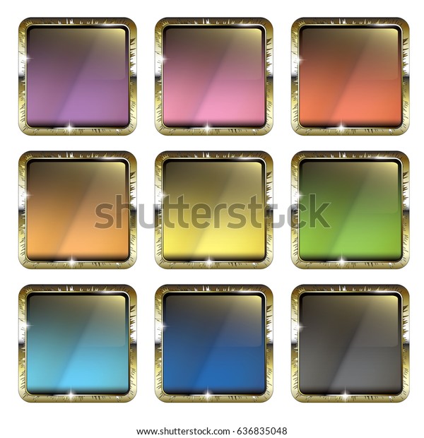 Set Multi Color Backgrounds Golden Frame Stock Vector (Royalty Free ...