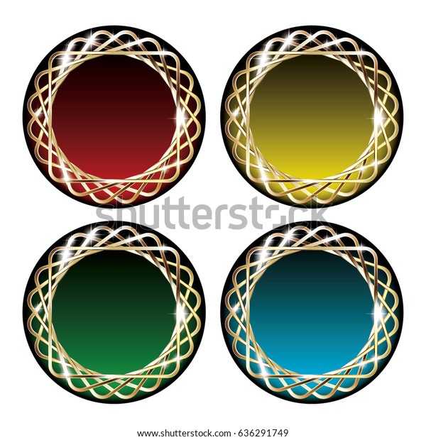 Set Multi Color Round Backgrounds Golden Stock Vector (Royalty Free ...
