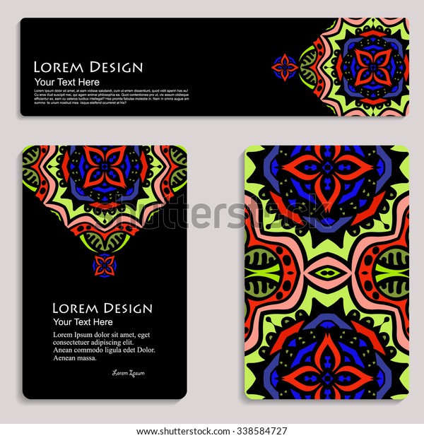 Set Multicolored Business Card Header Templates Stock Vector (Royalty ...