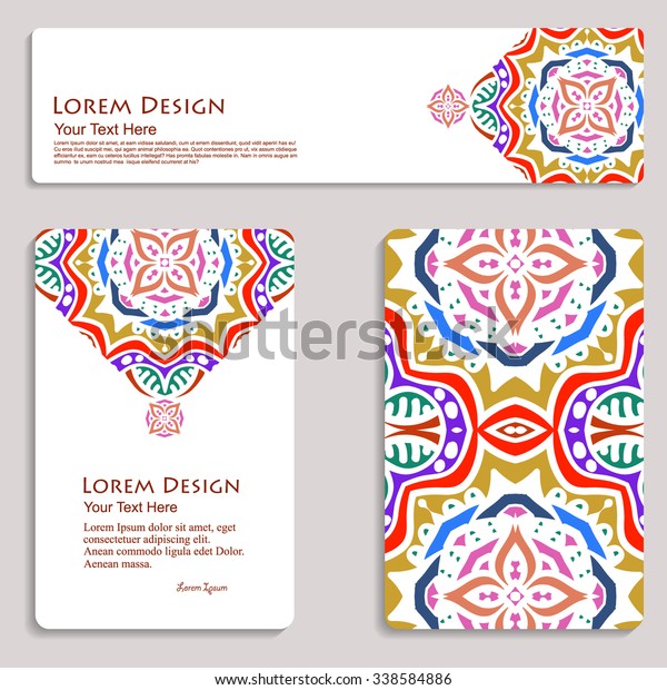 Set Multicolored Business Card Header Templates Stock Vector (Royalty ...