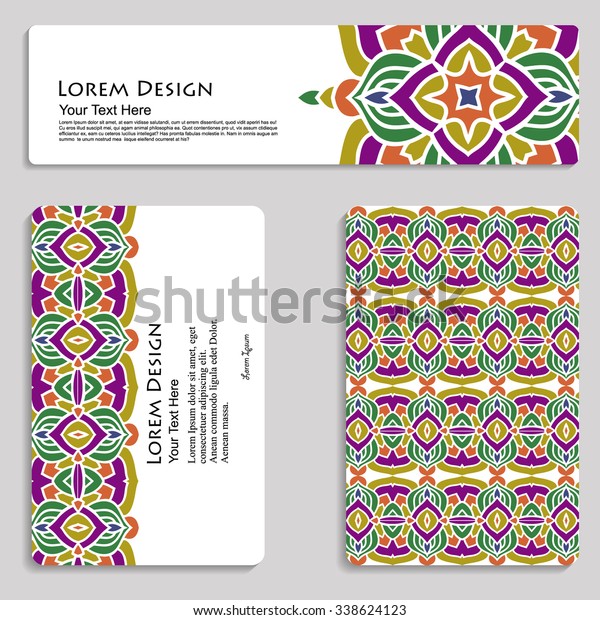 Set Multicolored Business Card Header Templates Stock Vector (Royalty ...