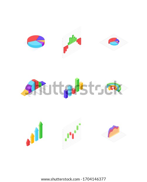 Set Multicolored Infographics Business Statistics Rising Stock Vector ...