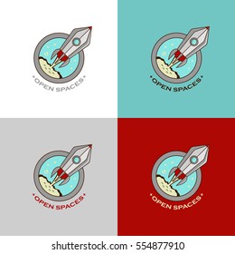 Set Multicolored Logos Open Space Rocket Stock Vector (Royalty Free ...
