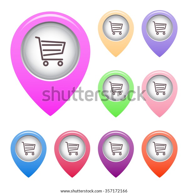Set Multicolored Markers Cards Symbol Store Stock Vector (Royalty Free ...