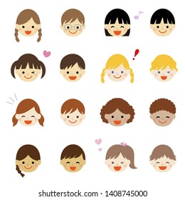 Set Multicultural Children Face Icons Stock Vector (Royalty Free ...