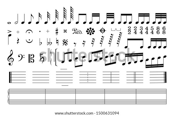 Set Music Notes Music Signs Keys Stock Vector (Royalty Free) 1500631094