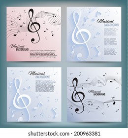 Set Musical Banners Musical Key Notes Stock Vector (Royalty Free ...