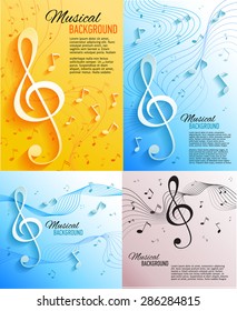 Set Banners Music Notes Key Vector: vector de stock (libre de regalías ...