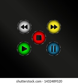 Set Musical Buttons Multicolored Stop Play Stock Vector (Royalty Free ...