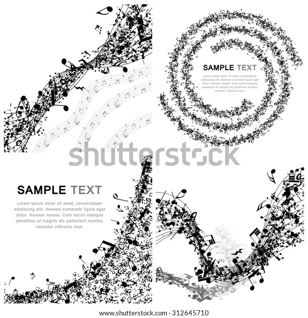 Set Musical Design Elements Music Staff Stock Vector (Royalty Free ...