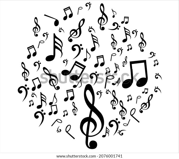 Set Musical Notes Black Silhouette Isolated Stock Vector (Royalty Free ...
