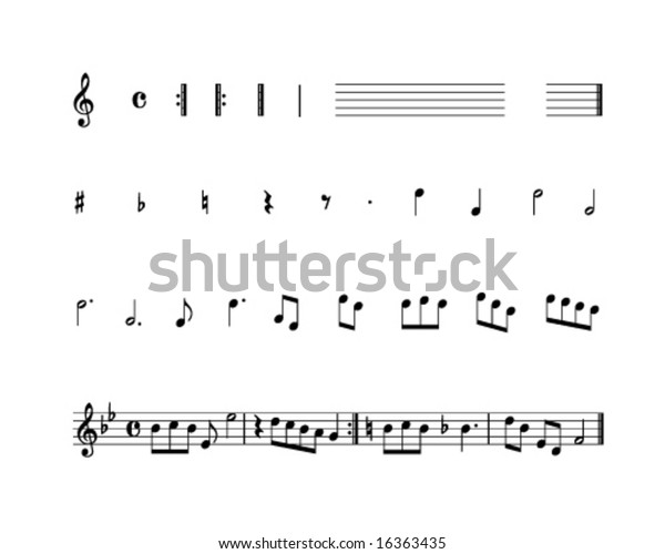 Set Musical Symbols Stock Vector (Royalty Free) 16363435 | Shutterstock