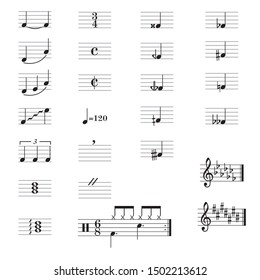 Set Musical Symbols Elements Musical Icons Stock Vector (Royalty Free ...