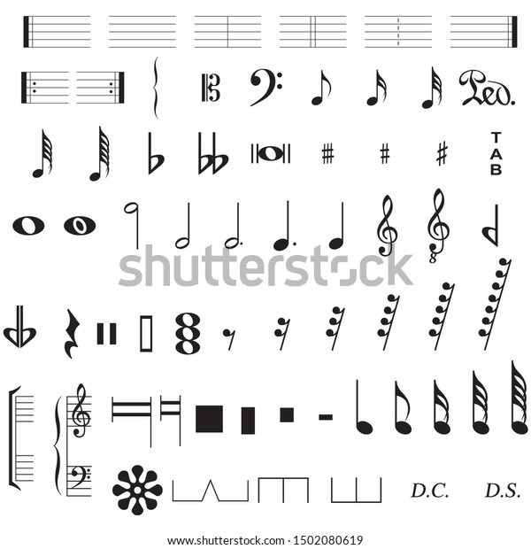 Set Musical Symbols Elements Musical Symbols Stock Vector (Royalty Free ...