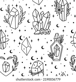 Set Mystical Line Art Esoteric Crystals Stock Vector (Royalty Free ...