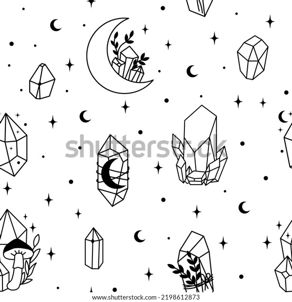 Set Mystical Line Art Esoteric Crystals Stock Vector (Royalty Free ...