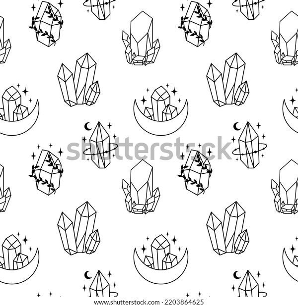 Set Mystical Line Art Esoteric Crystals Stock Vector (Royalty Free ...