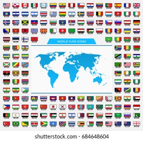 Set National Flags Map World: vector de stock (libre de regalías ...