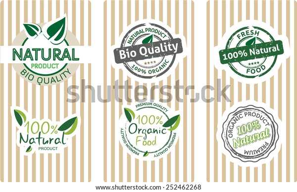 Set Natural Bio Quality Product Labels 스톡 벡터(로열티 프리) 252462268 ...